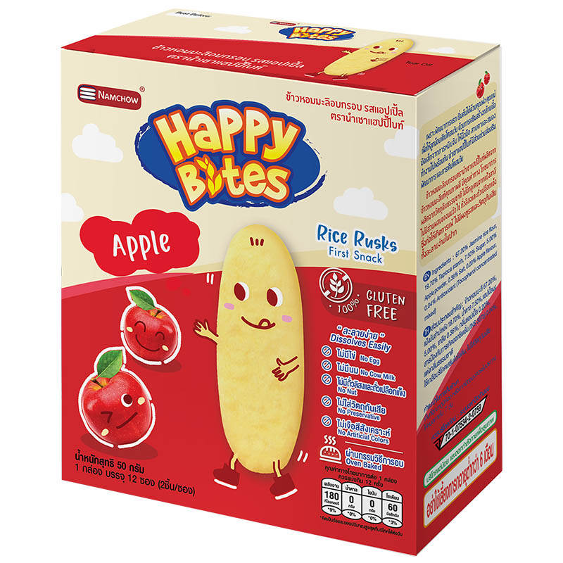 Namchow Happy Bites Rice Rusks Apple for Babies – BOONCHOO.com